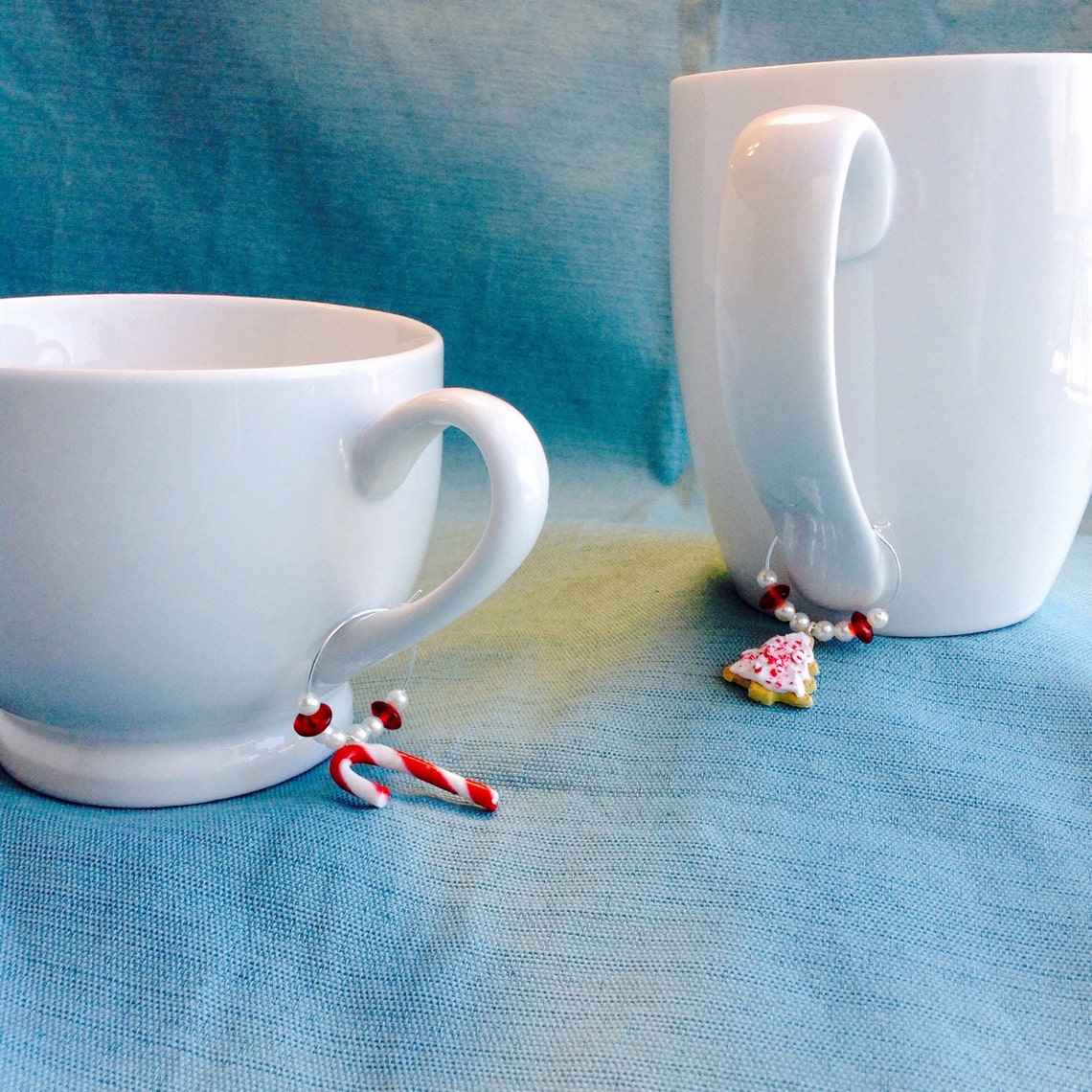 Peppermint Wine Charms Set of 6 Coffee Mug Charm Ribbon - Etsy