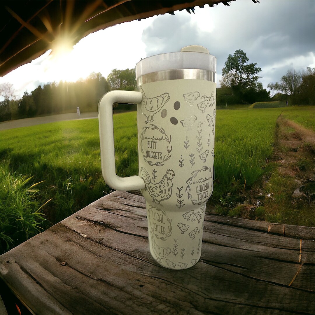 Laser Engraved Chicken 40oz Tumbler. C02 Engraved, Stainless Steel ...
