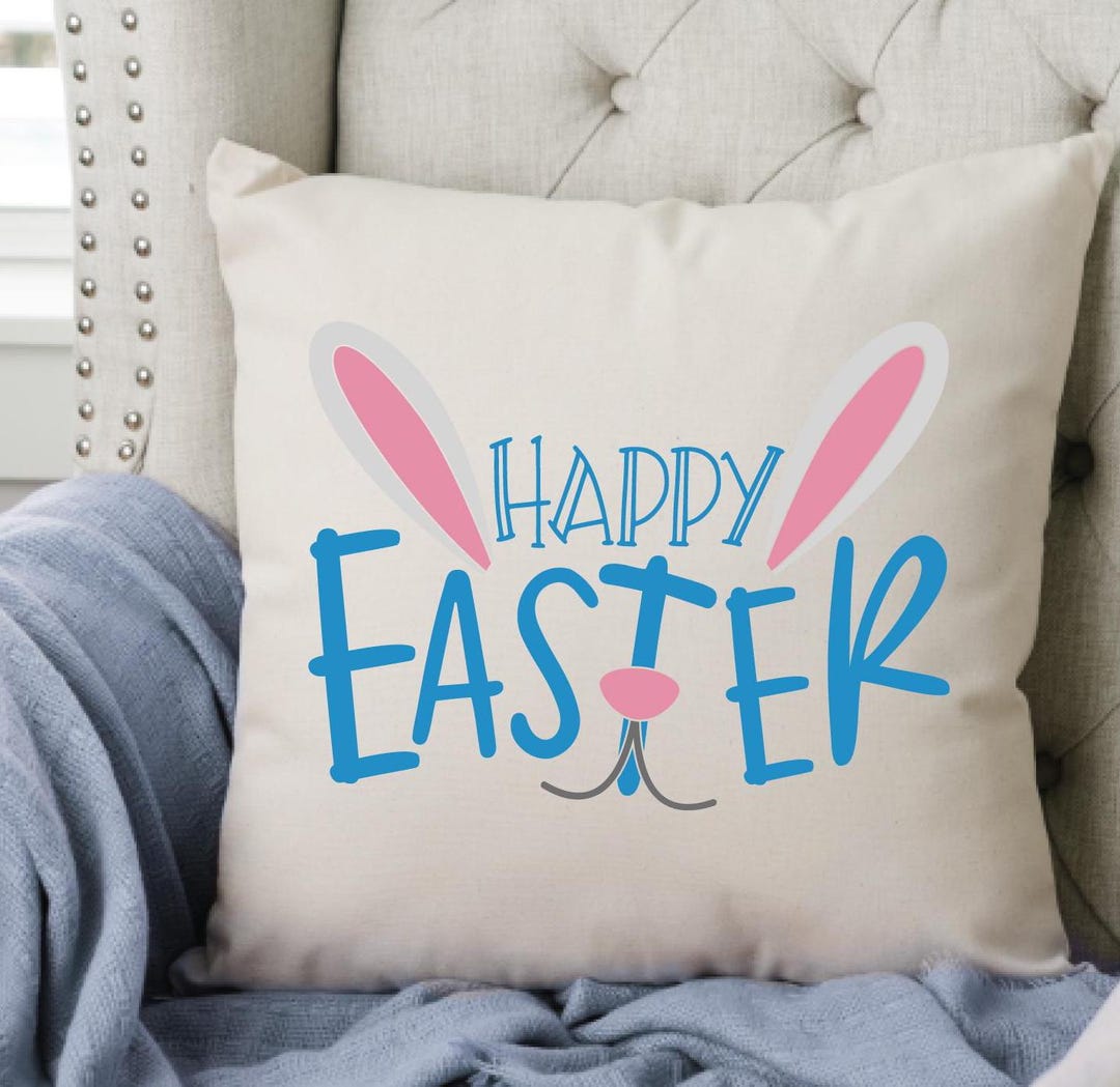 Easter Pillow, Happy Easter Pillow, Easter Bunny, Bunny, Easter Decor ...