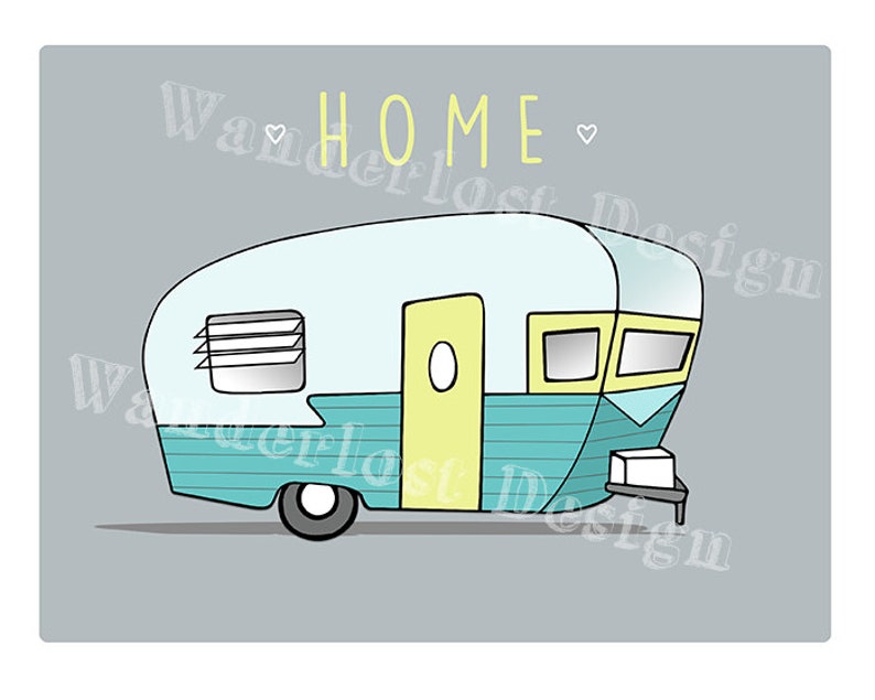 Digital Art Shasta Trailer Camper Illustration Airstream Vintage Retro ...