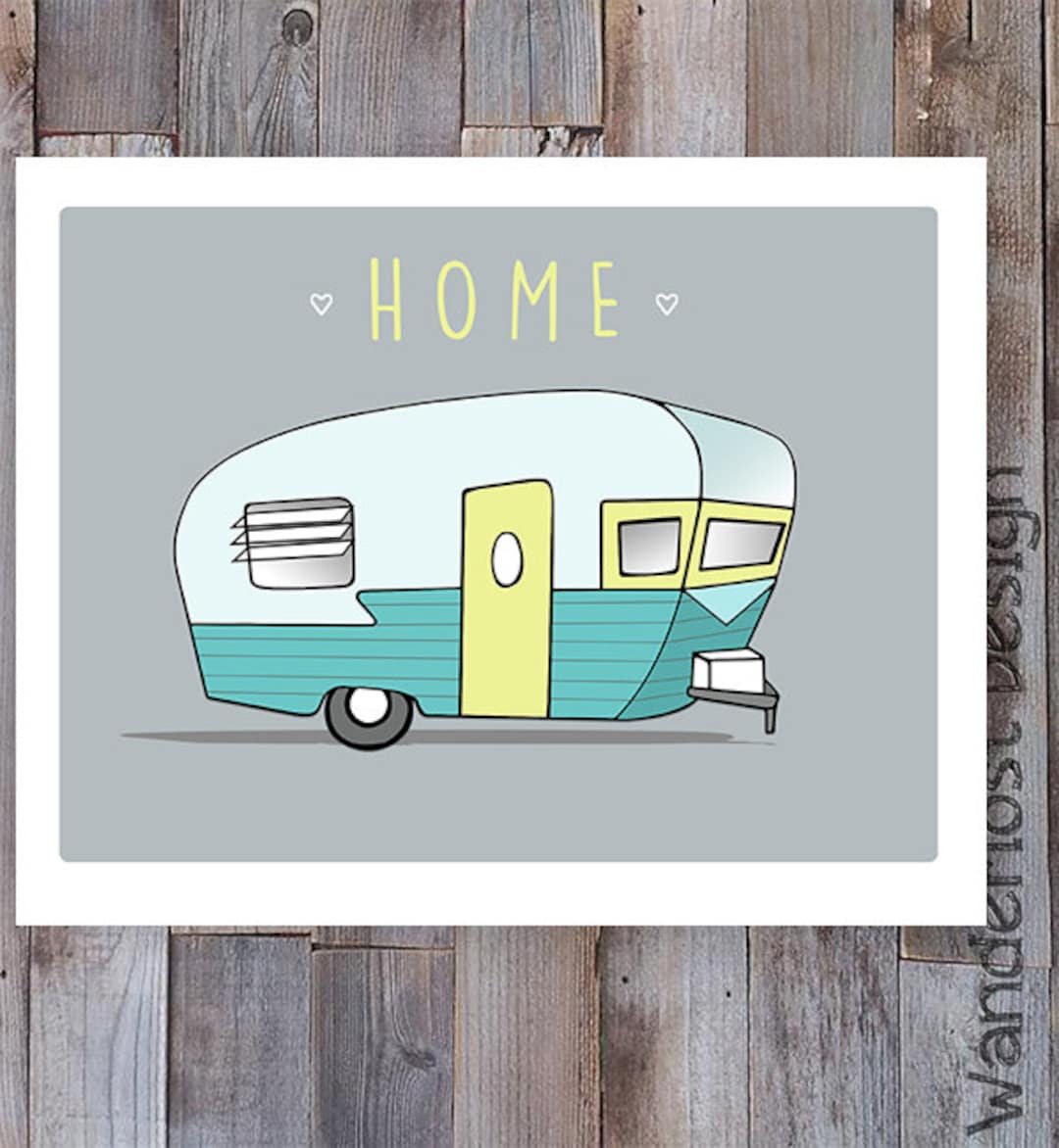 Digital Art Shasta Trailer Camper Illustration Airstream Vintage Retro ...