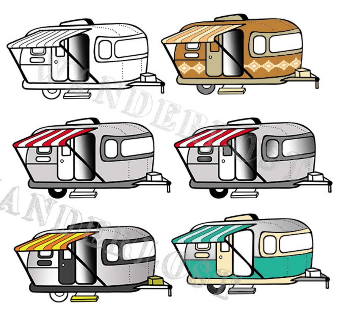 Vintage Campers Airstream Shasta Trailer Clip Art Vector Graphic PNG ...