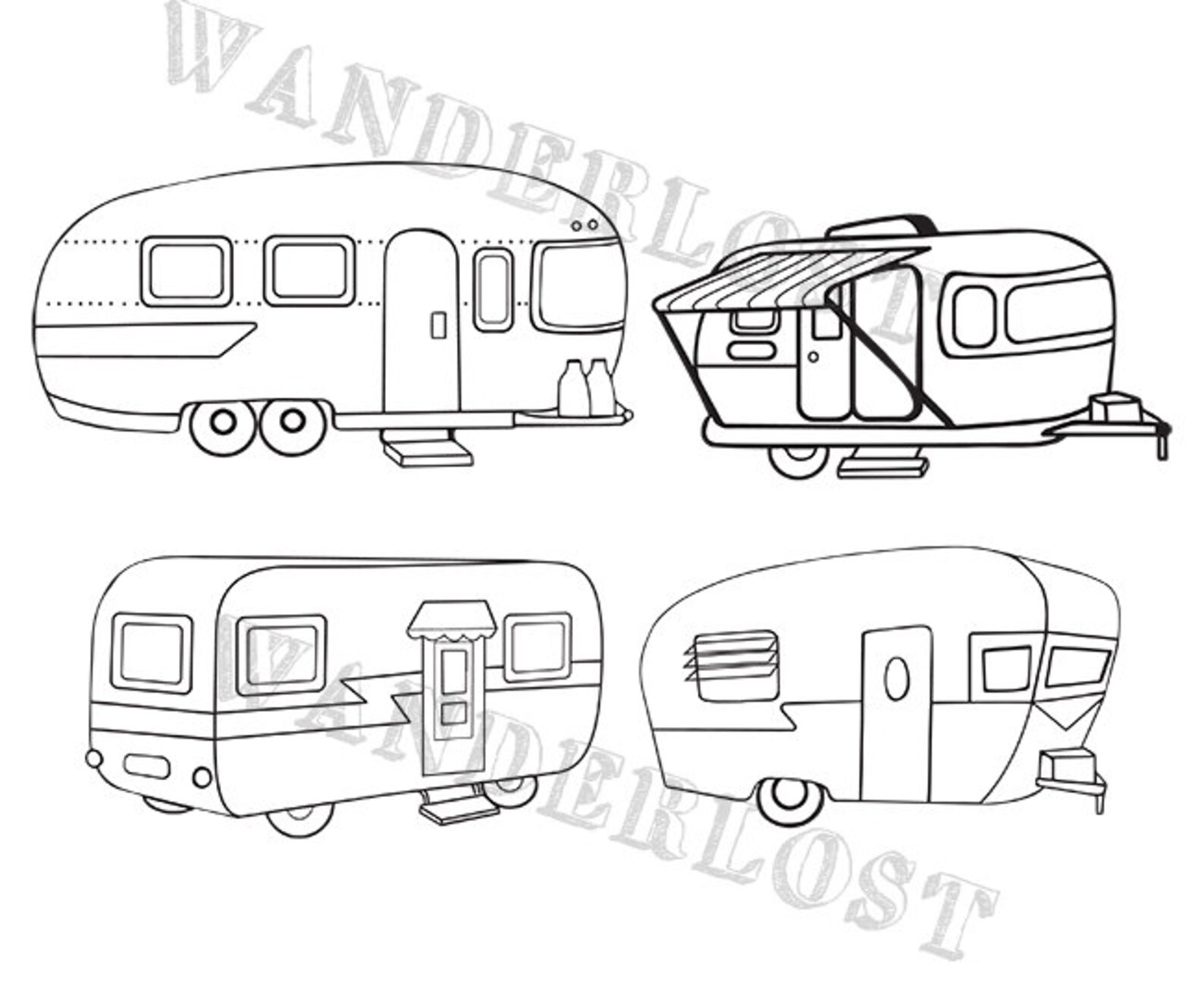 Vintage Campers Airstream Shasta Trailer Clip Art Vector Graphic PNG ...