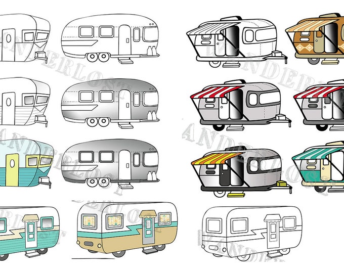 Vintage Campers Airstream Shasta Trailer Clip Art Vector Graphic PNG ...