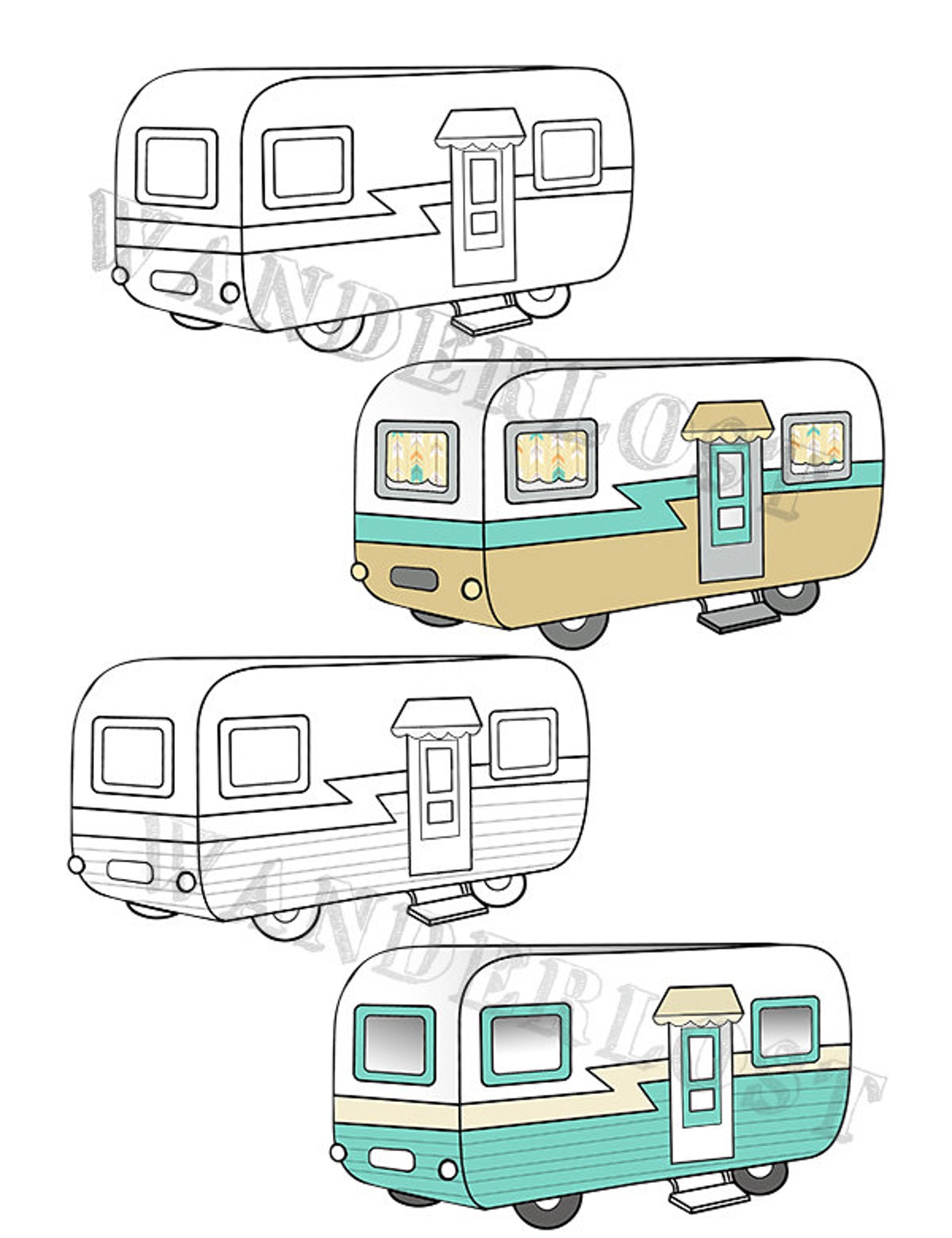 Vintage Campers Airstream Shasta Trailer Clip Art Vector Graphic PNG ...