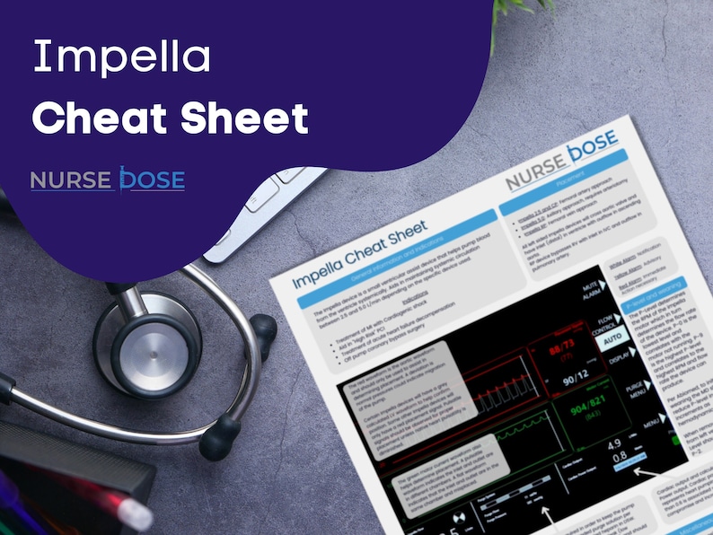 Printable Impella Cheat Sheet CVICU Nurse Cheat Sheet - Etsy Canada