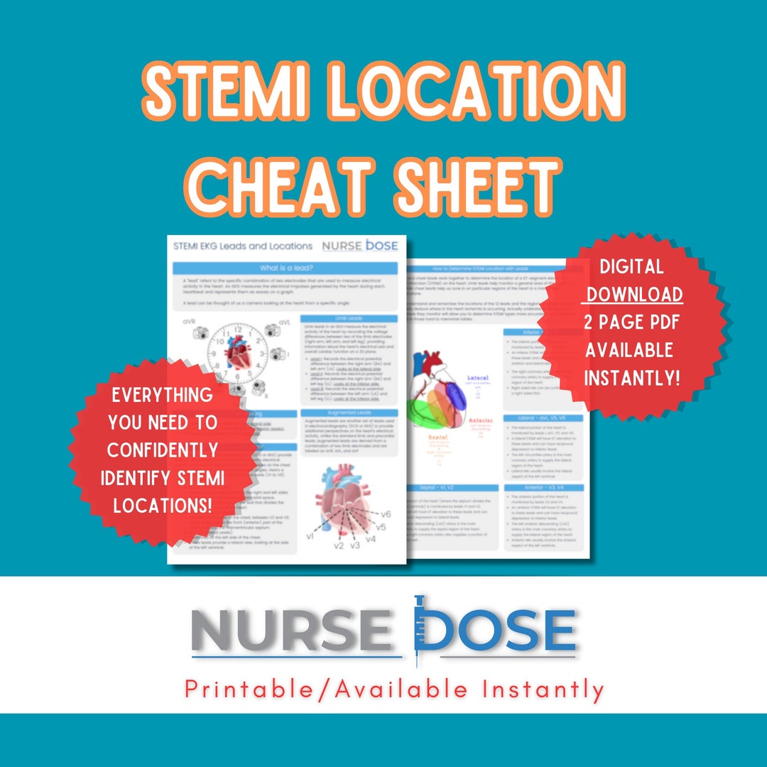 Cardiac Nursing Notes - STEMI Leads & CCRN Study Guide - CVICU Cheat ...