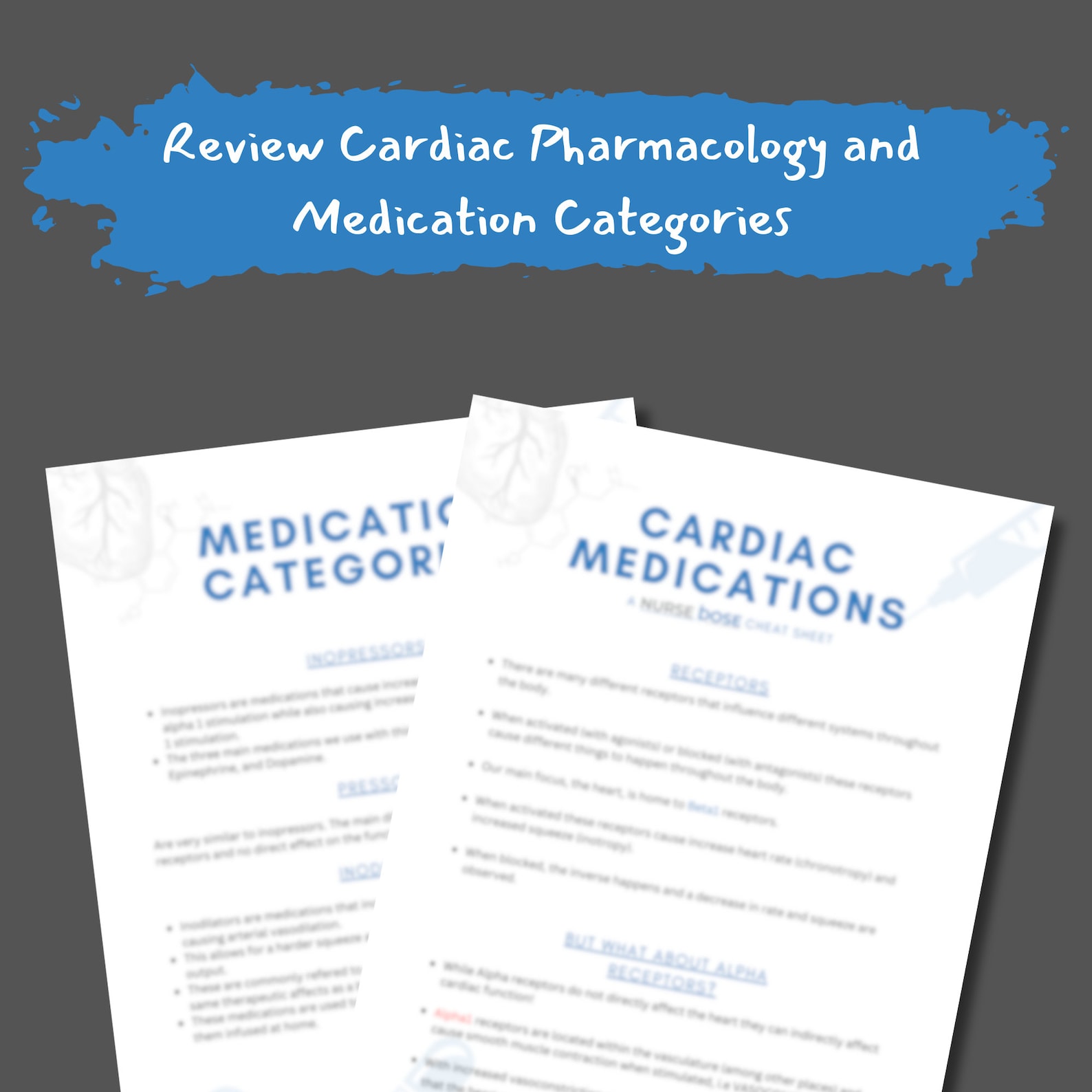 CCRN Review Cardiac Pharmacology Cheat Sheet | Digital Download Cardiac ...