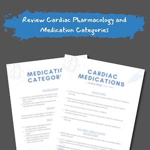 CCRN Review Cardiac Pharmacology Cheat Sheet | Digital Download Cardiac ...