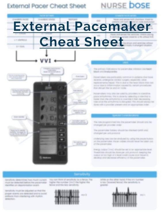 PRINTABLE External Pacemaker Cheat Sheet | Etsy Australia