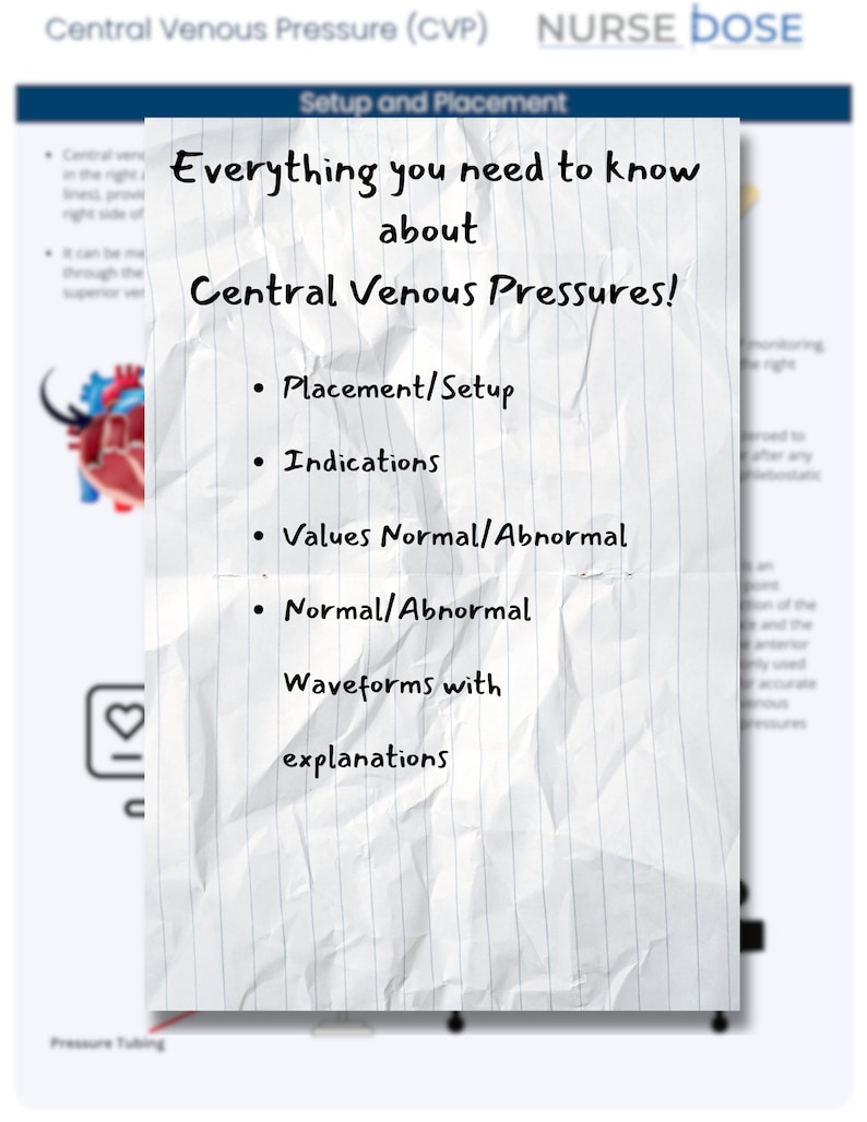 CVP Cheat Sheet: ICU Nurse Notes - Central Venous Pressure (digital ...