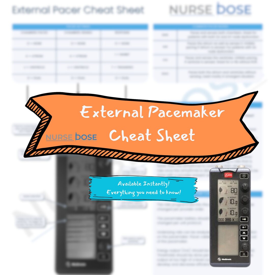 Printable External Pacemaker Cheat Sheet Digital Download | Cardiac ...
