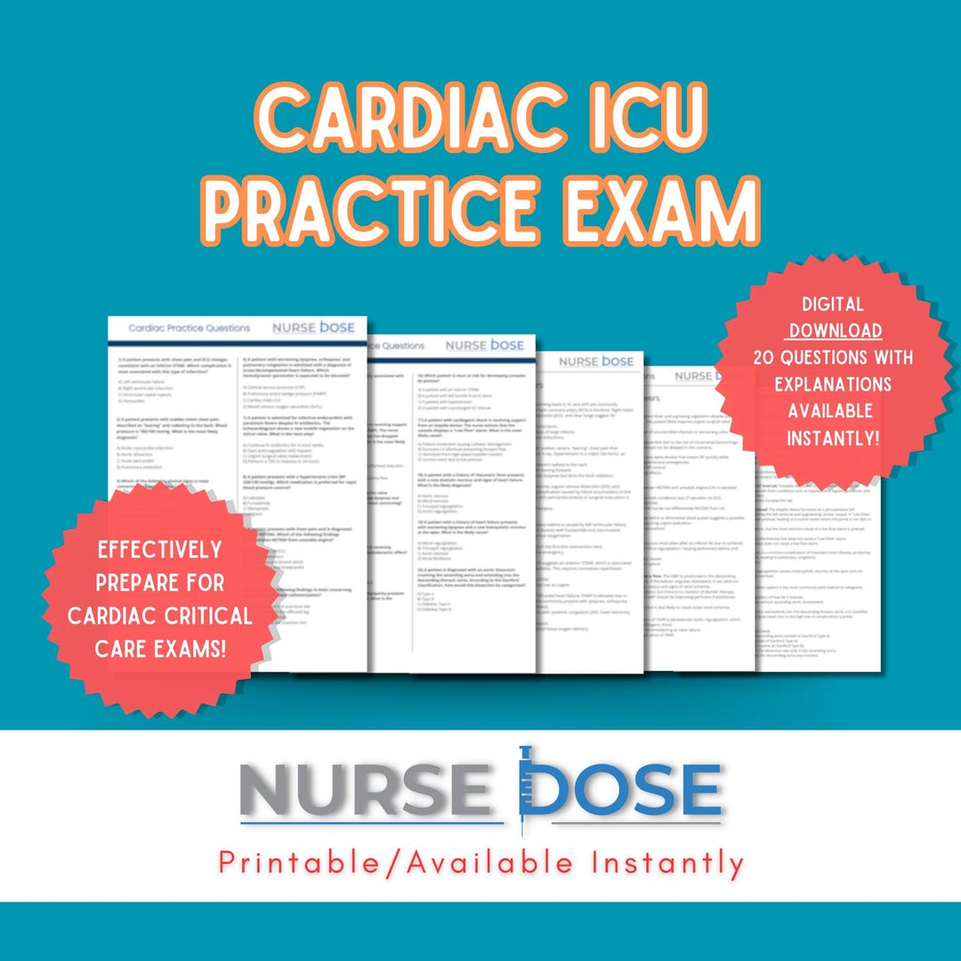 Cardiac Critical Care Nursing Practice Exam | Cardiovascular Exam Prep ...