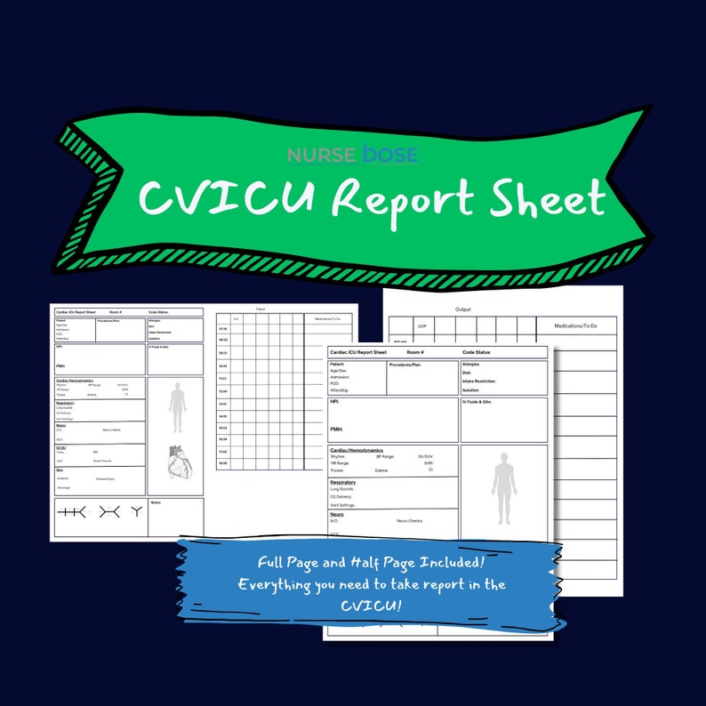 CVICU Nurse Report Sheet: Cardiac RN Brain Sheet (digital Download) - Etsy