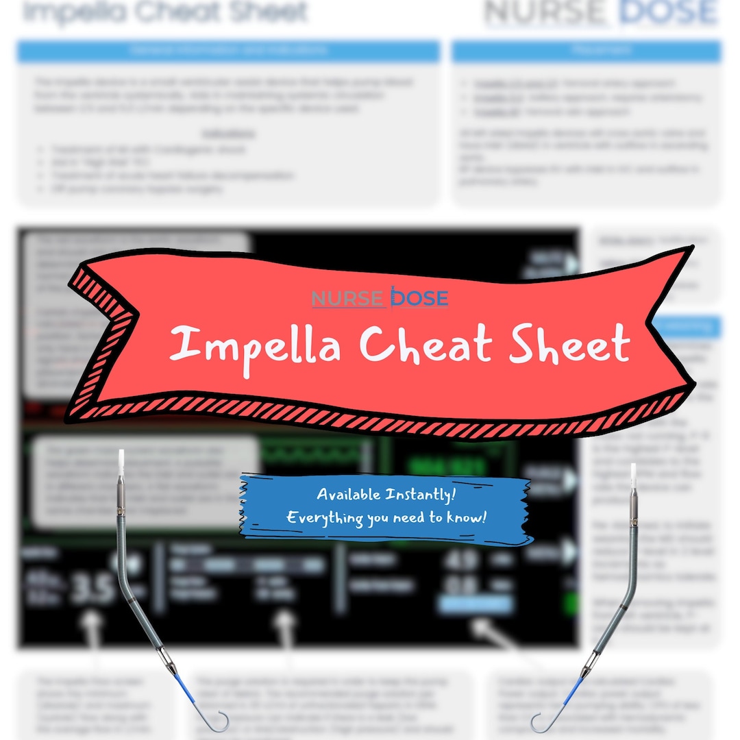 Printable Impella Cheat Sheet CVICU Nurse Cheat Sheet - Etsy Australia