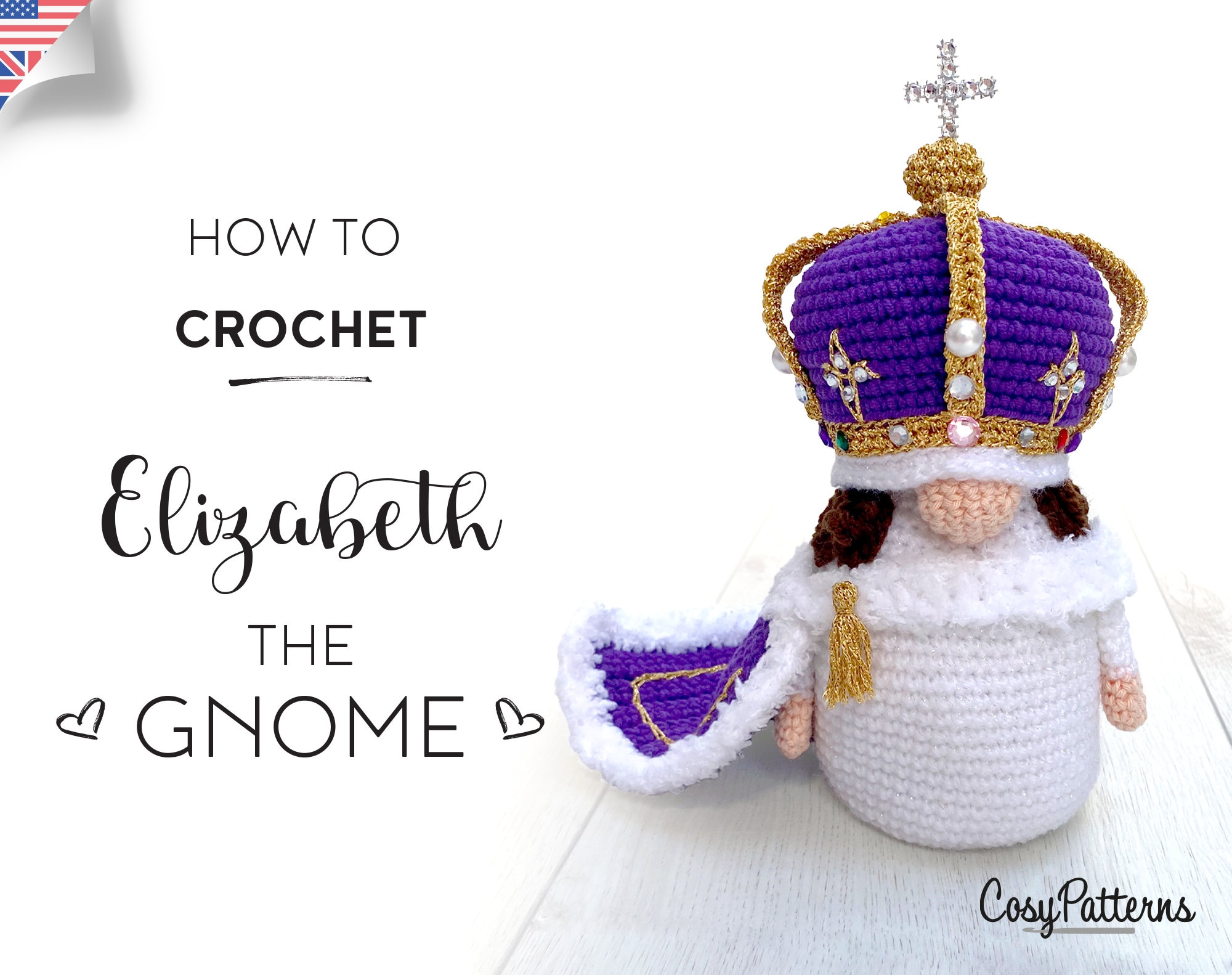 Queen Elizabeth Gnome Crochet PATTERN , PDF Instant Download Amigurumi ...