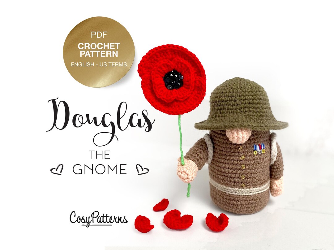 Remembrance Day Soldier With Poppy, Douglas the Gnome Crochet PATTERN ...