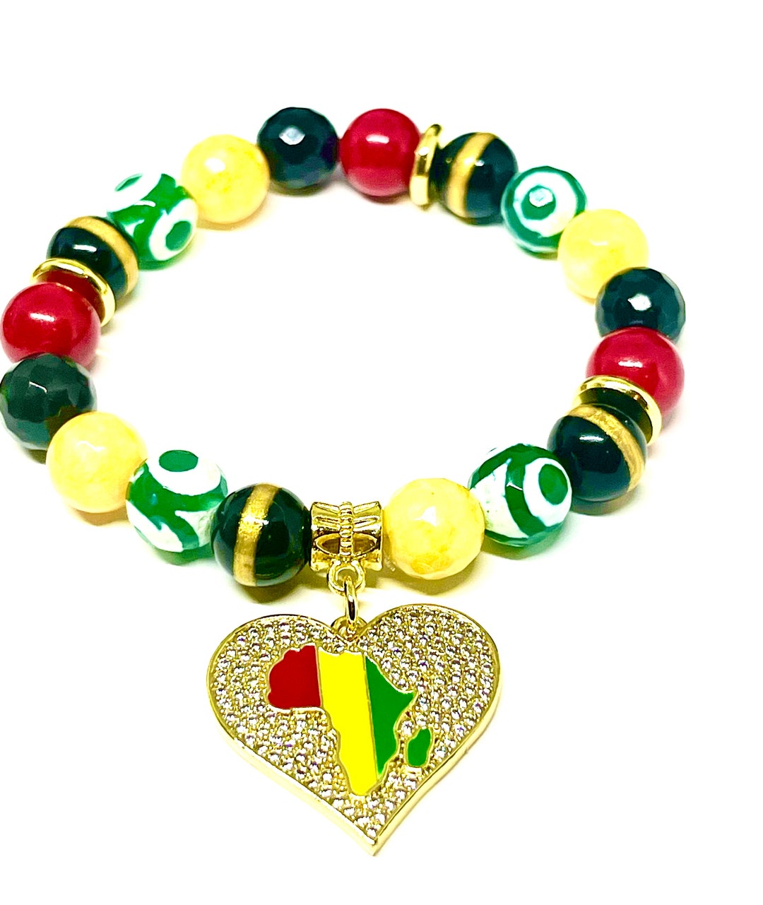 Juneteenth African Bracelet African American Beaded Charm Bracelet - Etsy