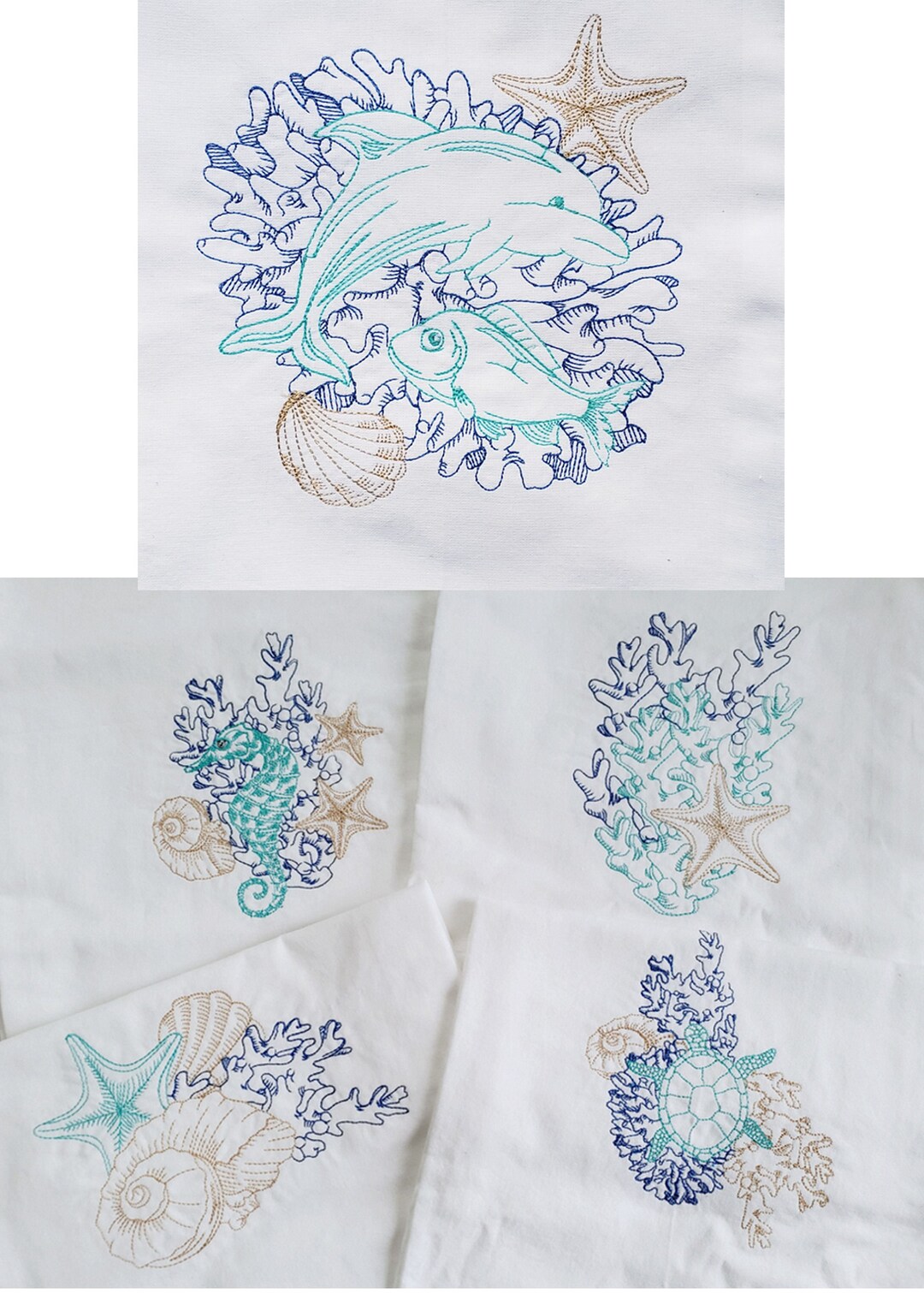 Ocean Theme Tea Towelssea Horse Hand Towelsea Shells - Etsy