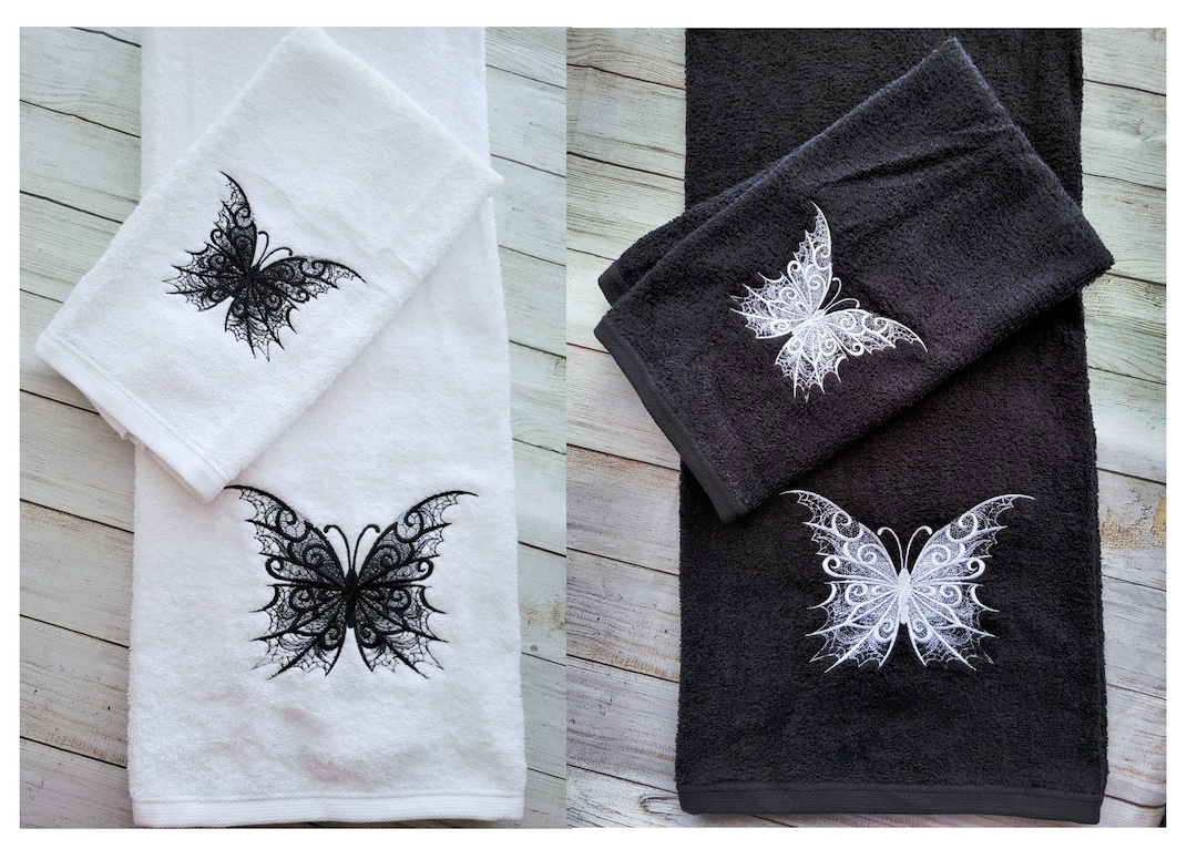 Butterfly Towel,butterfly Bath Towel,butterfly Embroidered Bath Towel ...