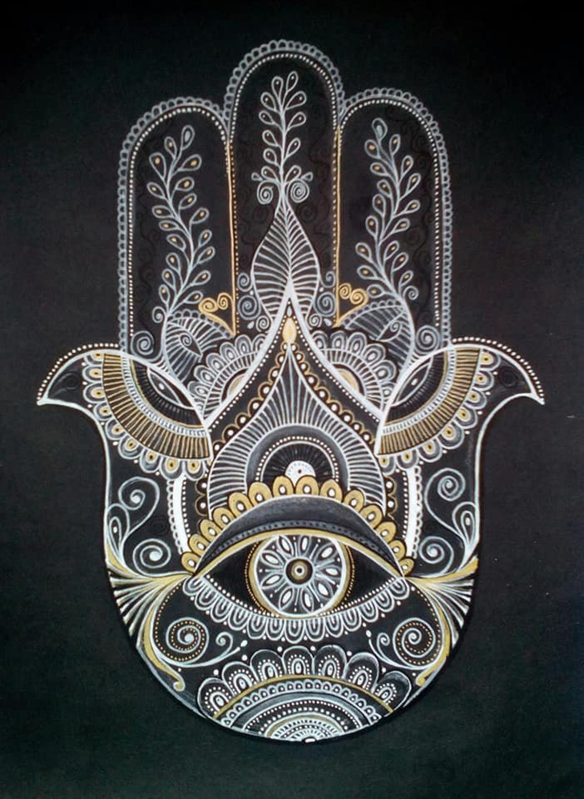 Original Hamsa Hand Drawing Painting Personalized Décor - Etsy