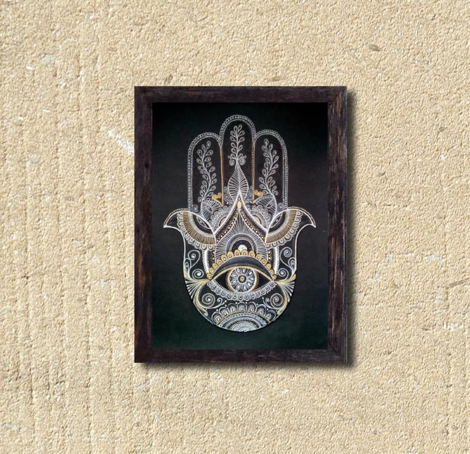 Original Hamsa Hand Drawing Painting, Personalized Décor, Fatima Hamsa ...