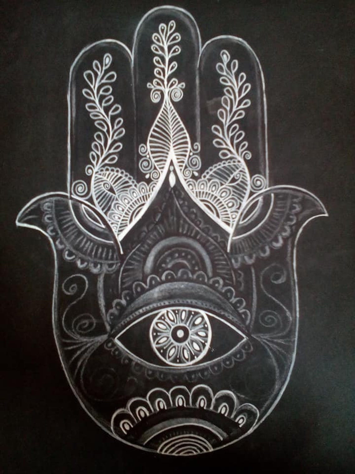 Original Hamsa Hand Drawing Painting Personalized Décor - Etsy