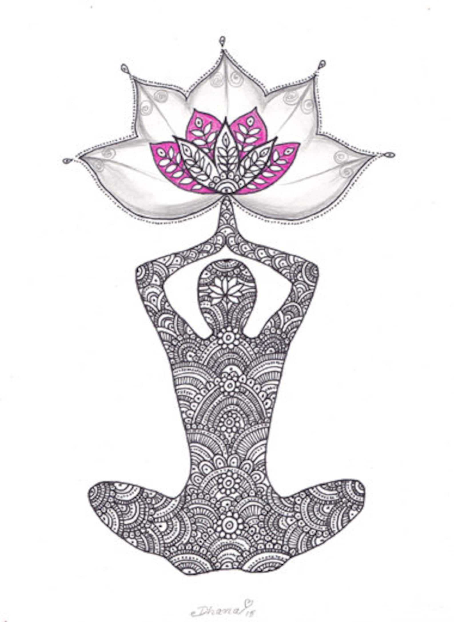 Yoga Wall Decor Om Namaste Drawing Set 3 PRINTS Yoga Art | Etsy