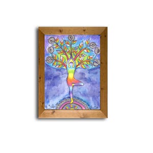 Yoga Asana Painting Print Tree Pose Vrikasana Yoga Studio Decor Living ...