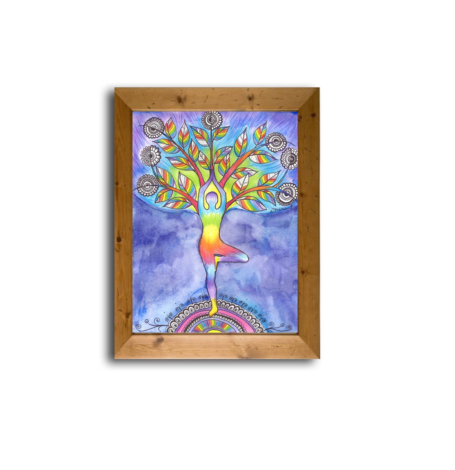 Yoga Asana Painting Print Tree Pose Vrikasana Yoga Studio Decor Living ...