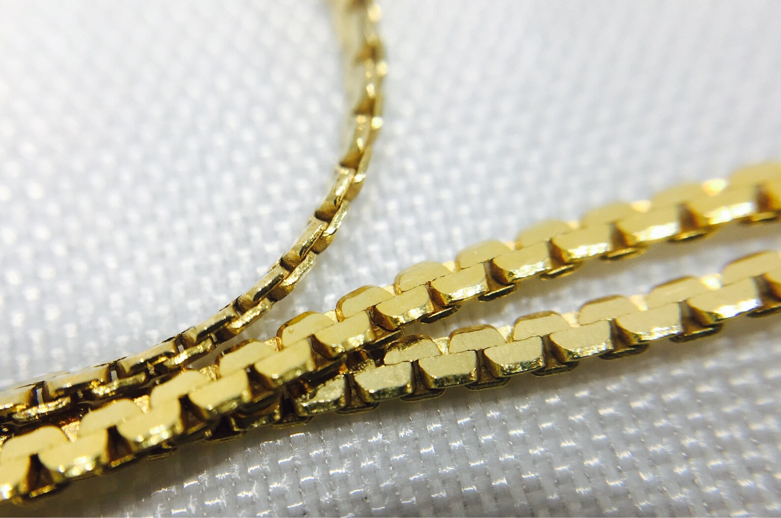 Vintage 14k Yellow Gold Opera Length Flat Snail Style Chain Necklace ...