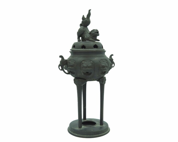 Original 19th Century Chinese Elephant Handled Bronze Foo Dog Censor ...