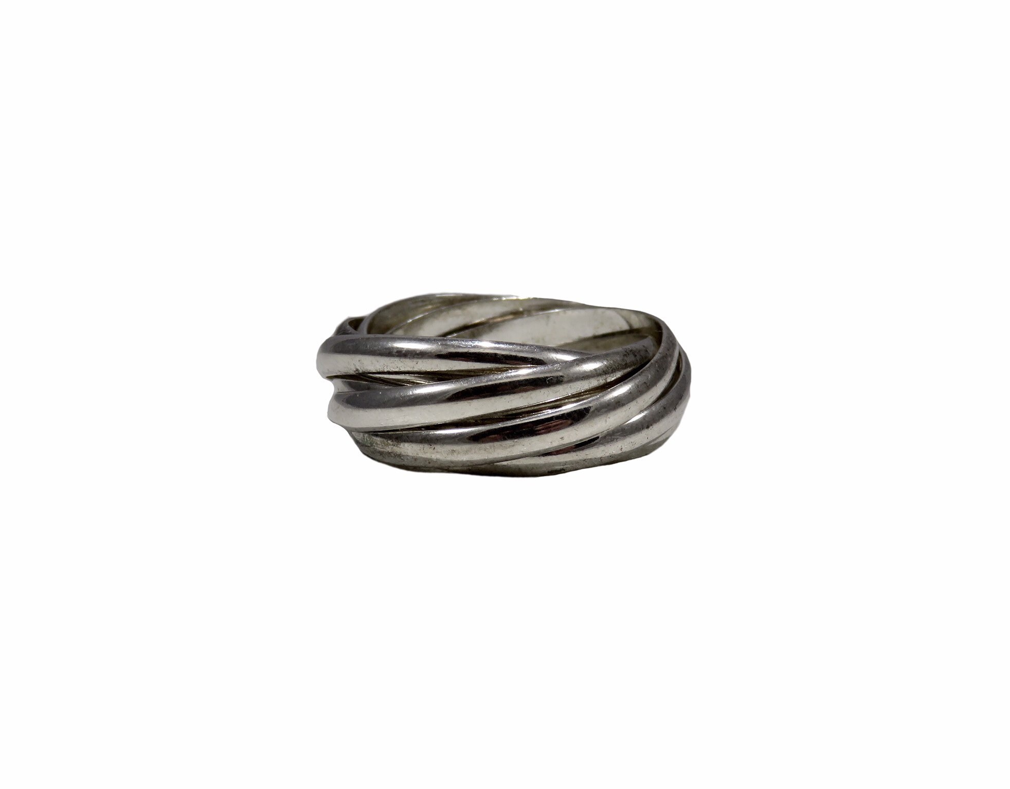 Vintage Sterling Silver Uniquely Interwoven Designer Polished Ring ...