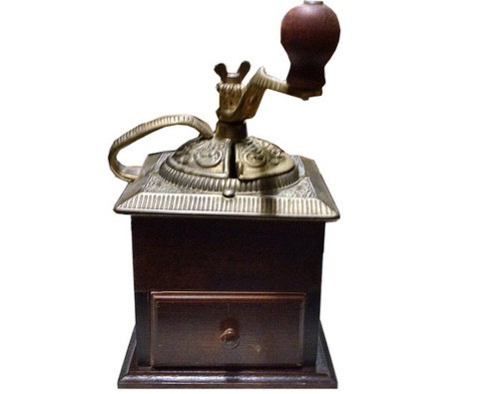 Antique Deep Ebony Wooden Kitchen Table Top Grinder Featuring an ...