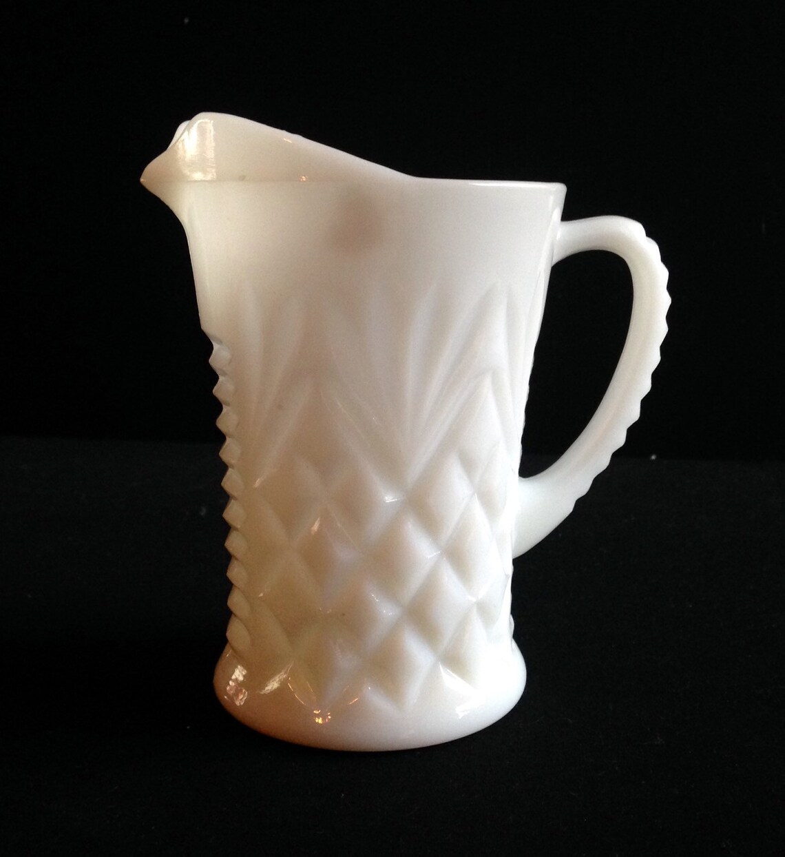 Vintage Fenton White Milk Glass Textured Creamer Serving Pitcher ...