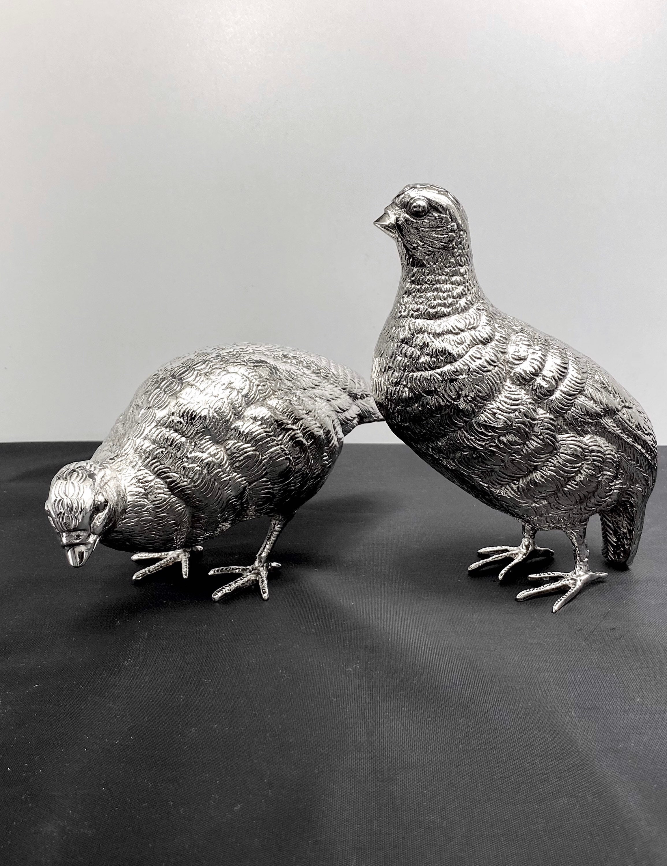 Vintage Silver Plated Italian Hand-sculpted Matching Pair Pheasant ...