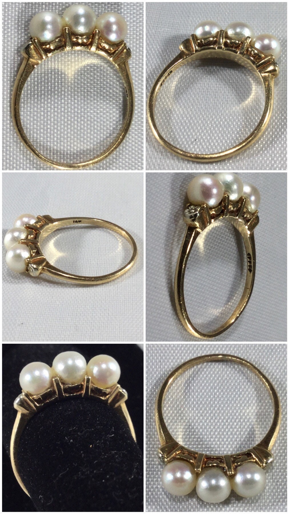 Antique 14k Yellow Gold Ladies Triple Victorian Set Natural Pearl ...