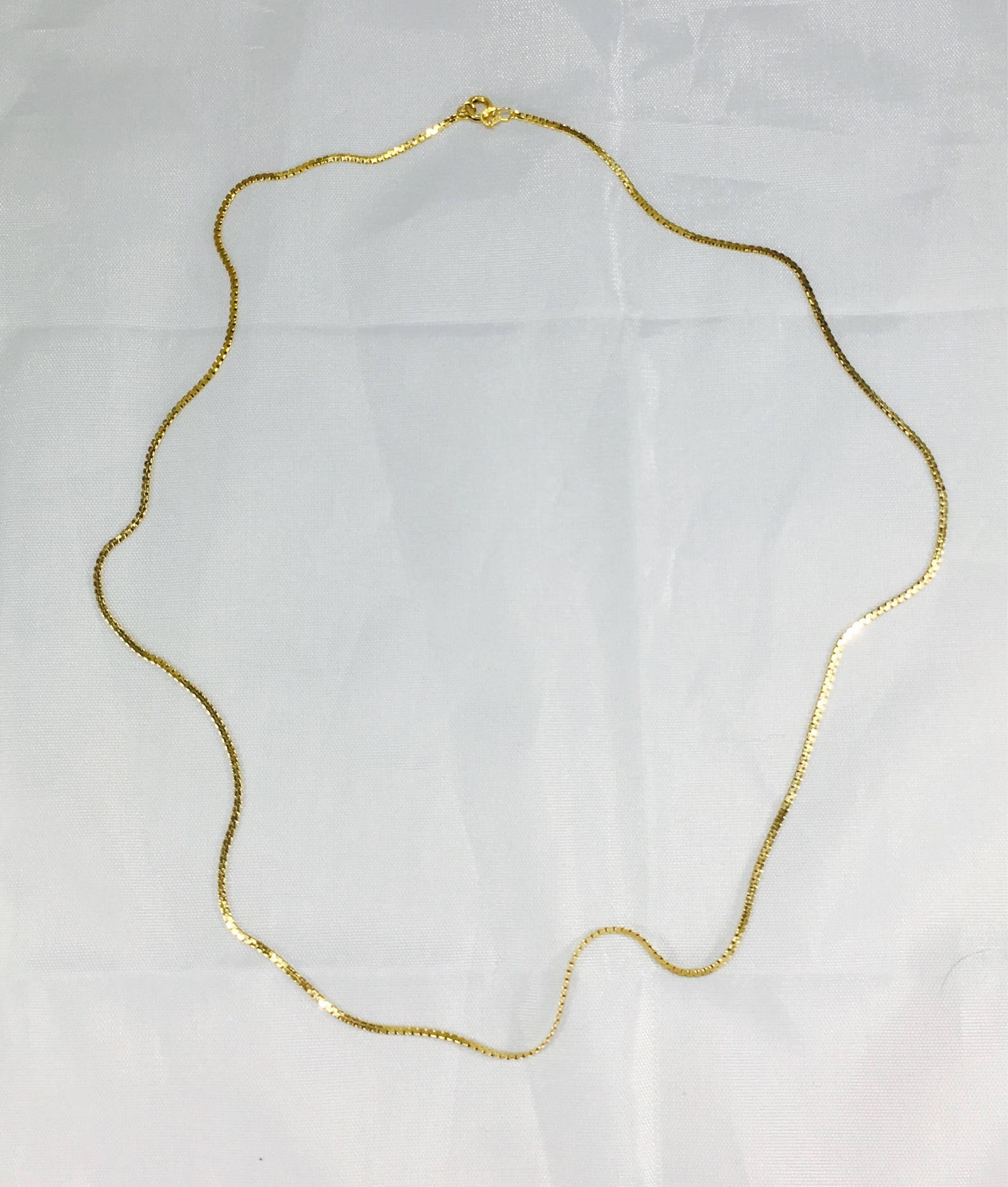 Vintage 14k Yellow Gold Opera Length Flat Snail Style Chain Necklace ...