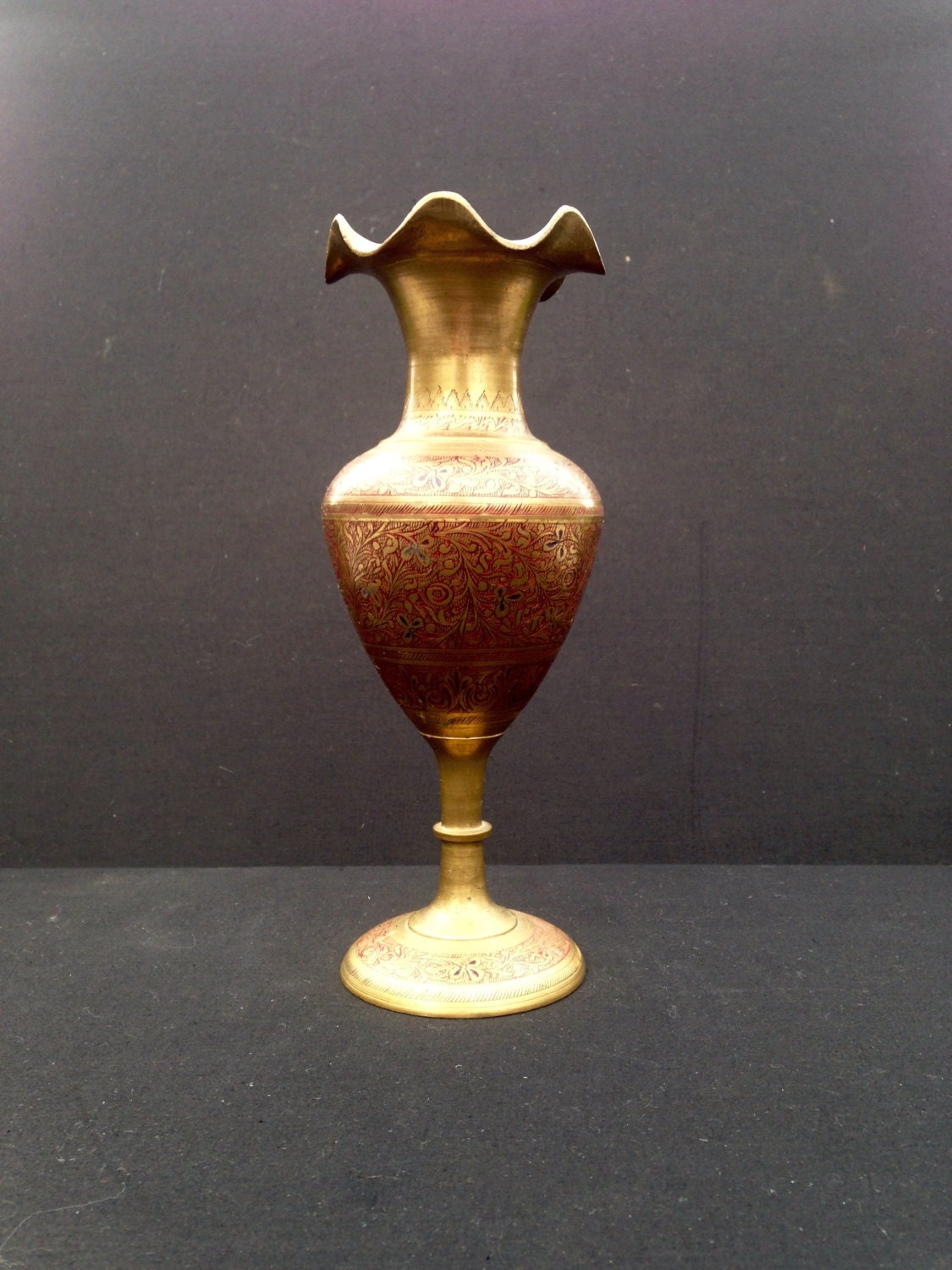 Vintage Decorative Pattern Fluted Indian Brass Vase Featuring - Etsy