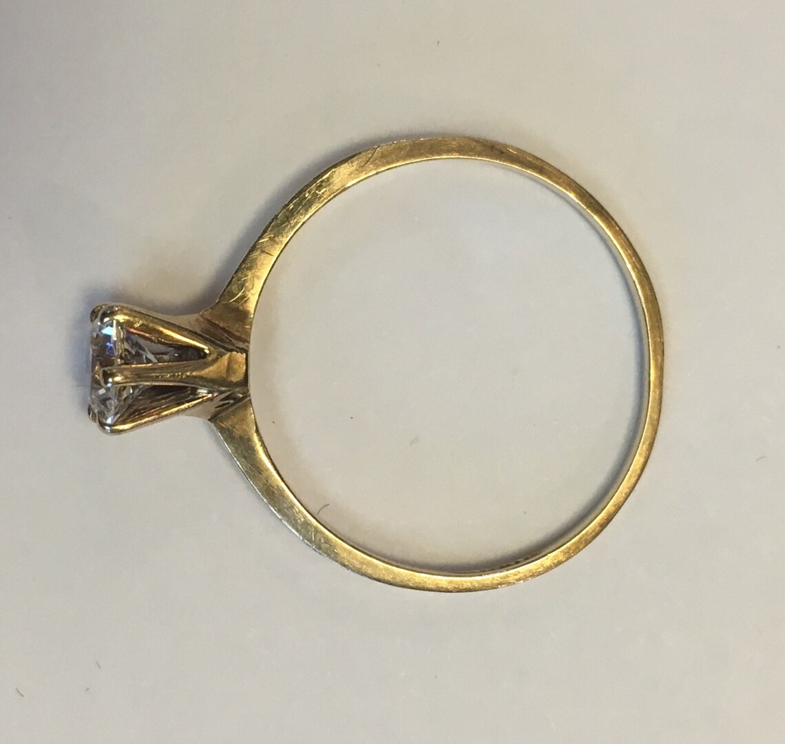 Vintage 10k Yellow Gold Designer Solitaire Engagement Ring - Etsy