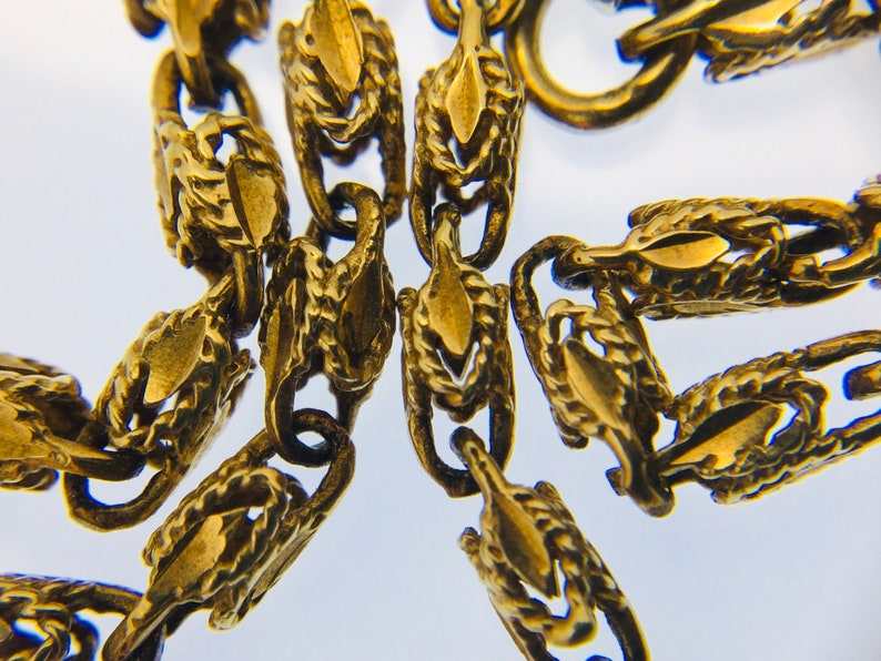 Vintage 10k Gold Princess Length Leaf Accented Boxed Snail Chain ...