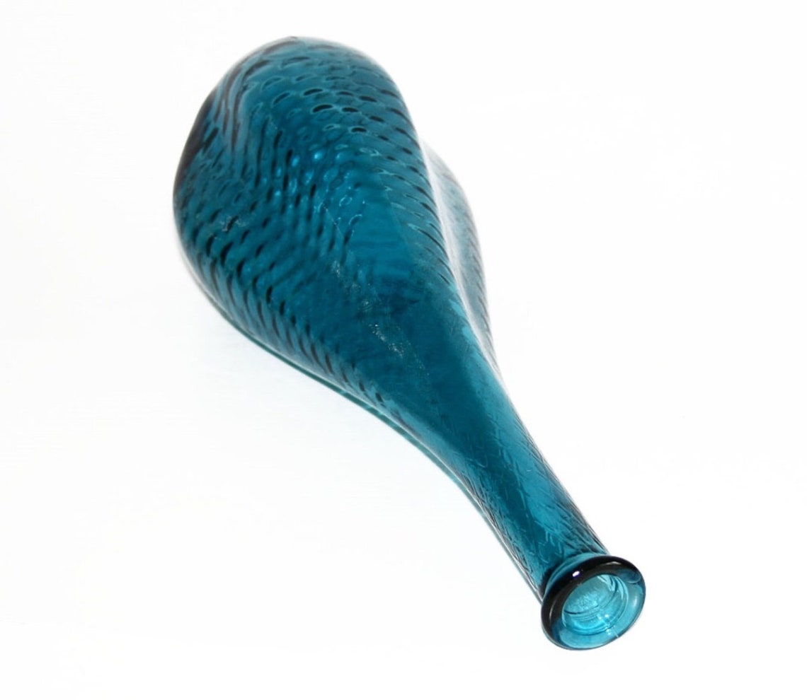 Vintage Mid-Century Italian Blue Bubble Glass Decanter Bottle | Etsy