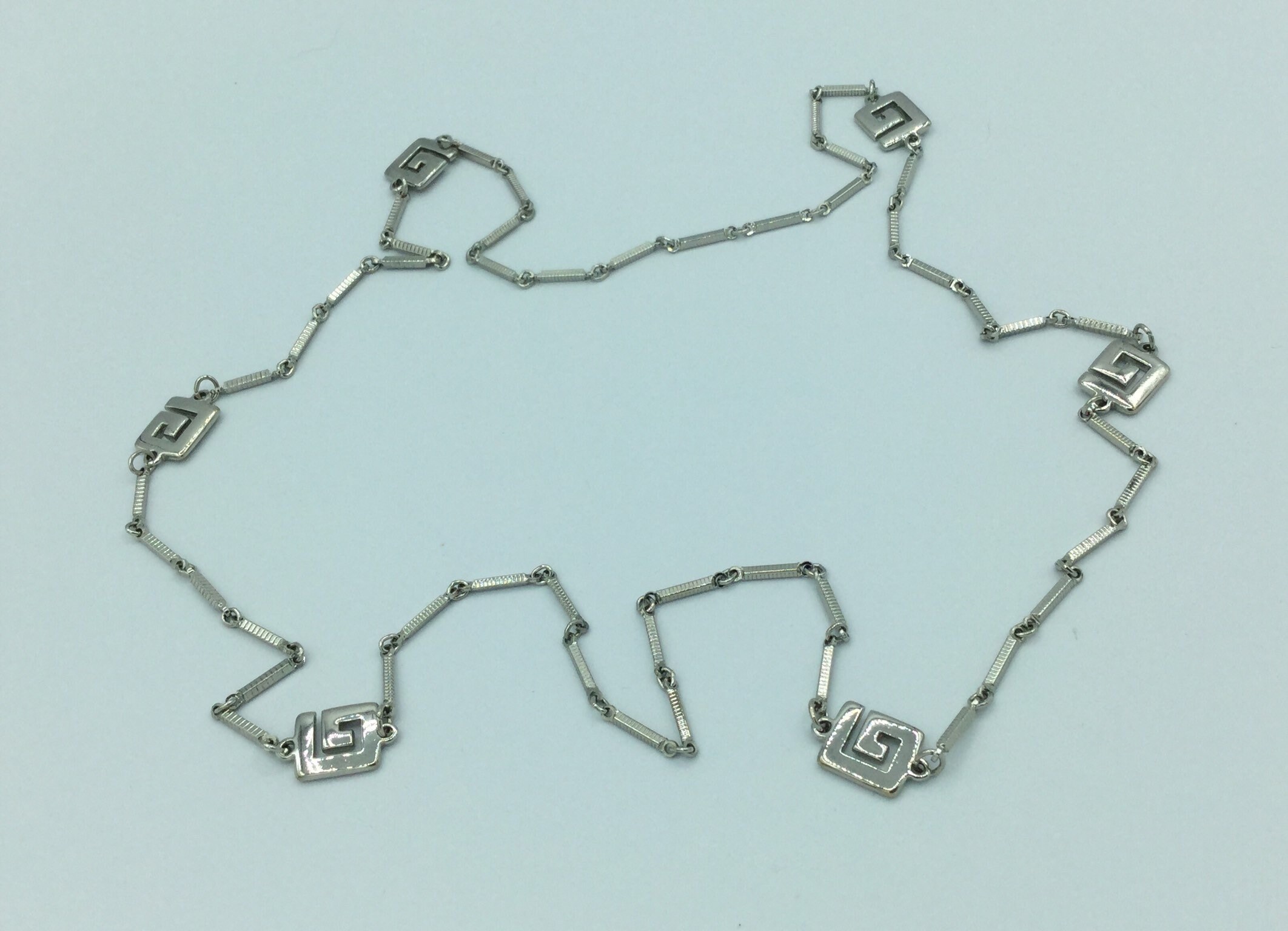 Vintage Silver Tone Monogrammed G Designer Lariat Necklace Featuring ...