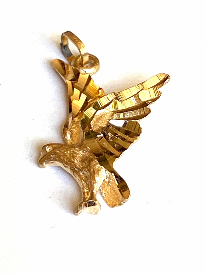 Vintage 14k Yellow Gold Mid-flight Open Winged Eagle Necklace Pendant ...