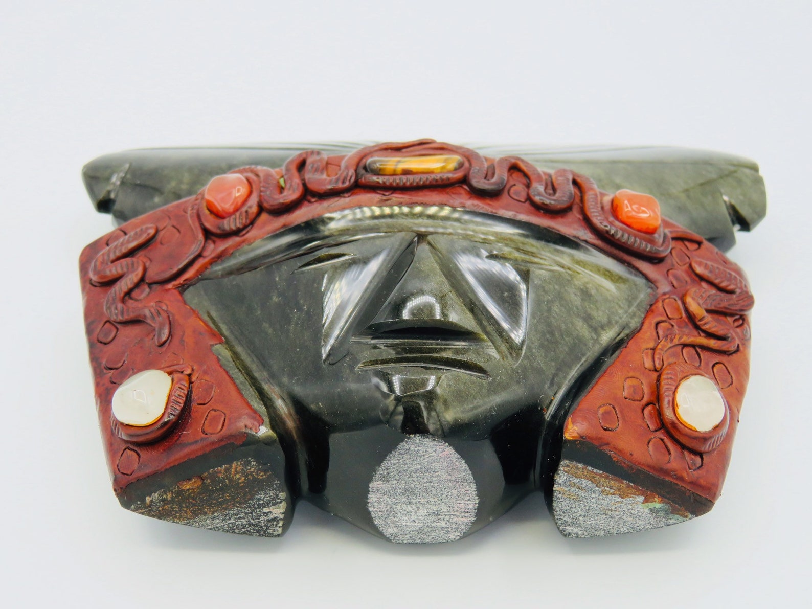 Vintage Mexican Aztec Tribal Mayan Solid Hand Carved Obsidian Sculpture ...