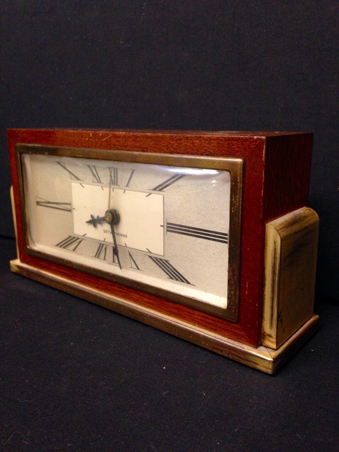 Vintage Seth Thomas Baxter Clock With Stained Oak Wood Finish Featuring ...