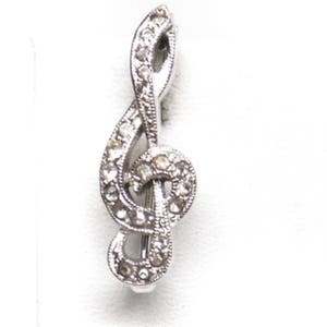 Vintage Rhinestone Studded Matching G-clef Scatter Lapel Pins Featuring ...