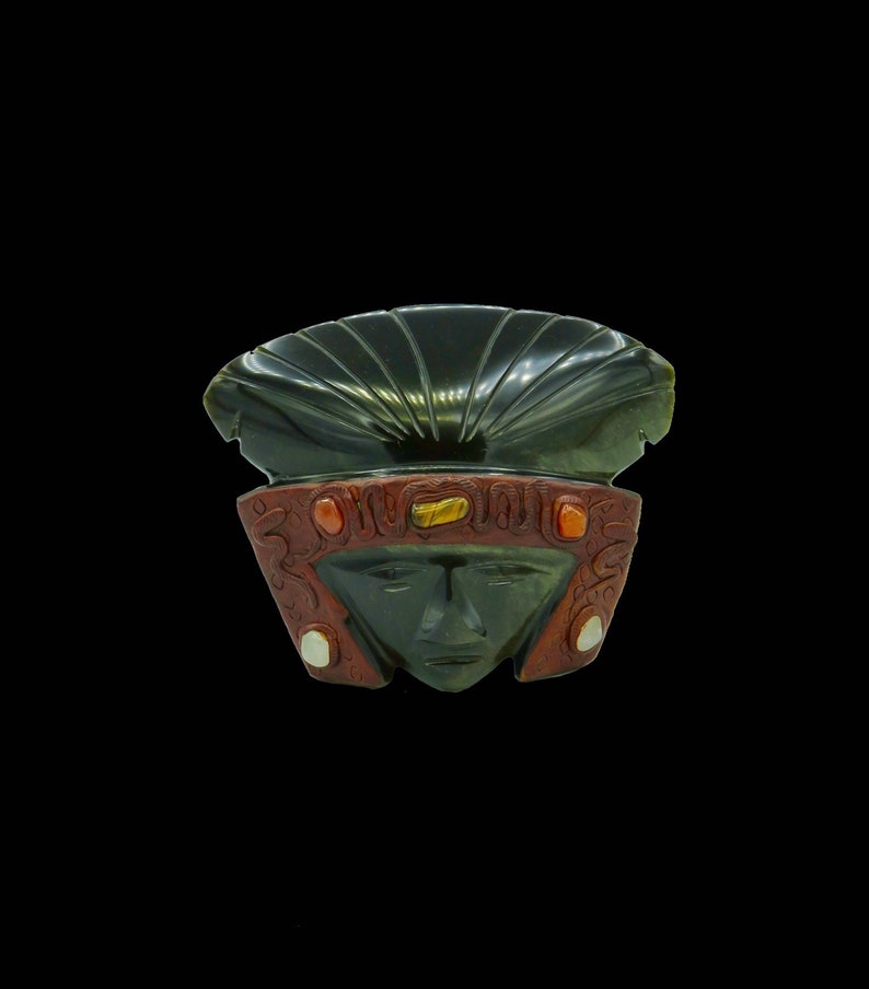 Vintage Mexican Aztec Tribal Mayan Solid Hand Carved Obsidian Sculpture ...