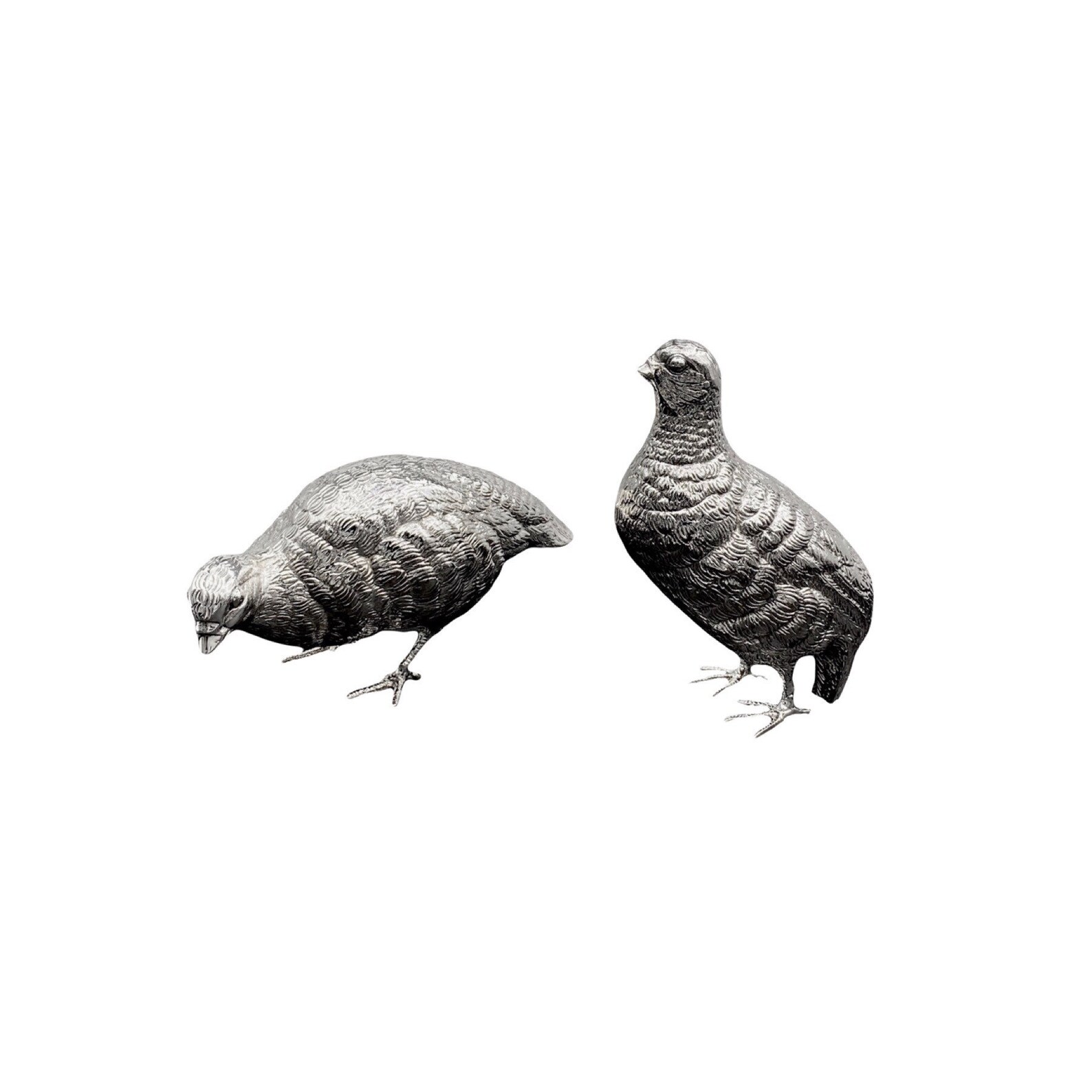 Vintage Silver Plated Italian Hand-sculpted Matching Pair Pheasant ...