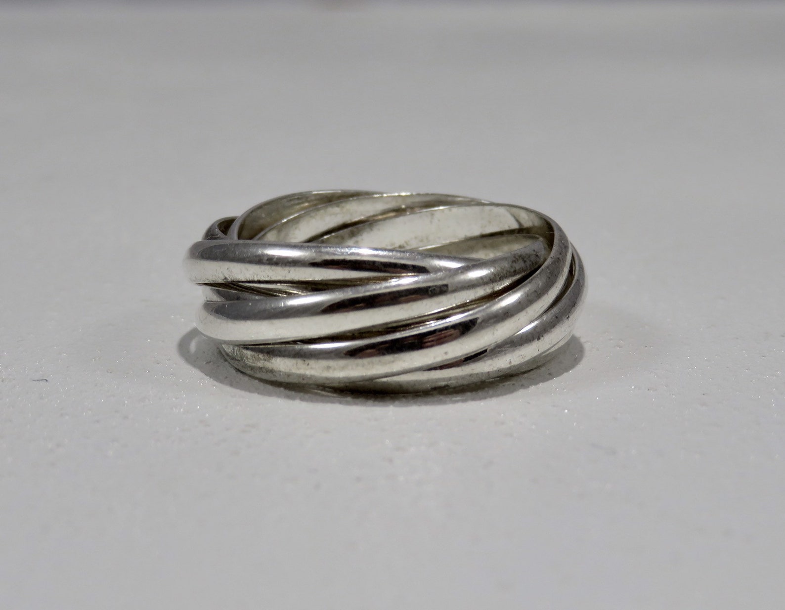 Vintage Sterling Silver Uniquely Interwoven Designer Polished Ring ...
